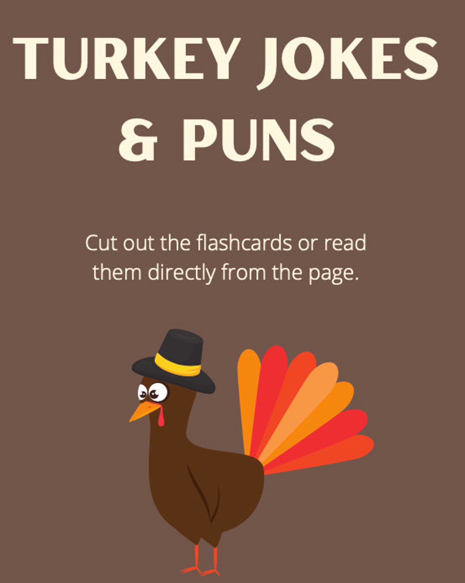 Turkey Joke Cards, Thanksgiving Conversation Starters, Printable Fall ...