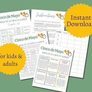 Cinco De Mayo Minute to Win It, Printable May 5th Party Games for Kids ...