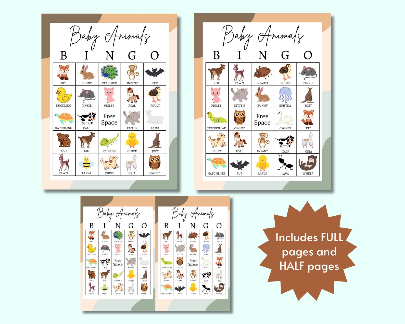 Baby Animals Bingo Game: Printable Baby Shower Activity (PDF Download ...