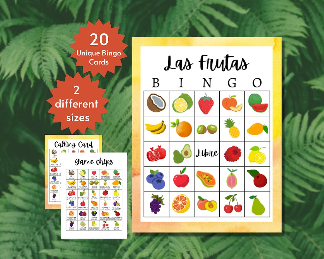 Spanish Fruit Bingo, Spanish Learning Activity for Kids, Spanish Games ...