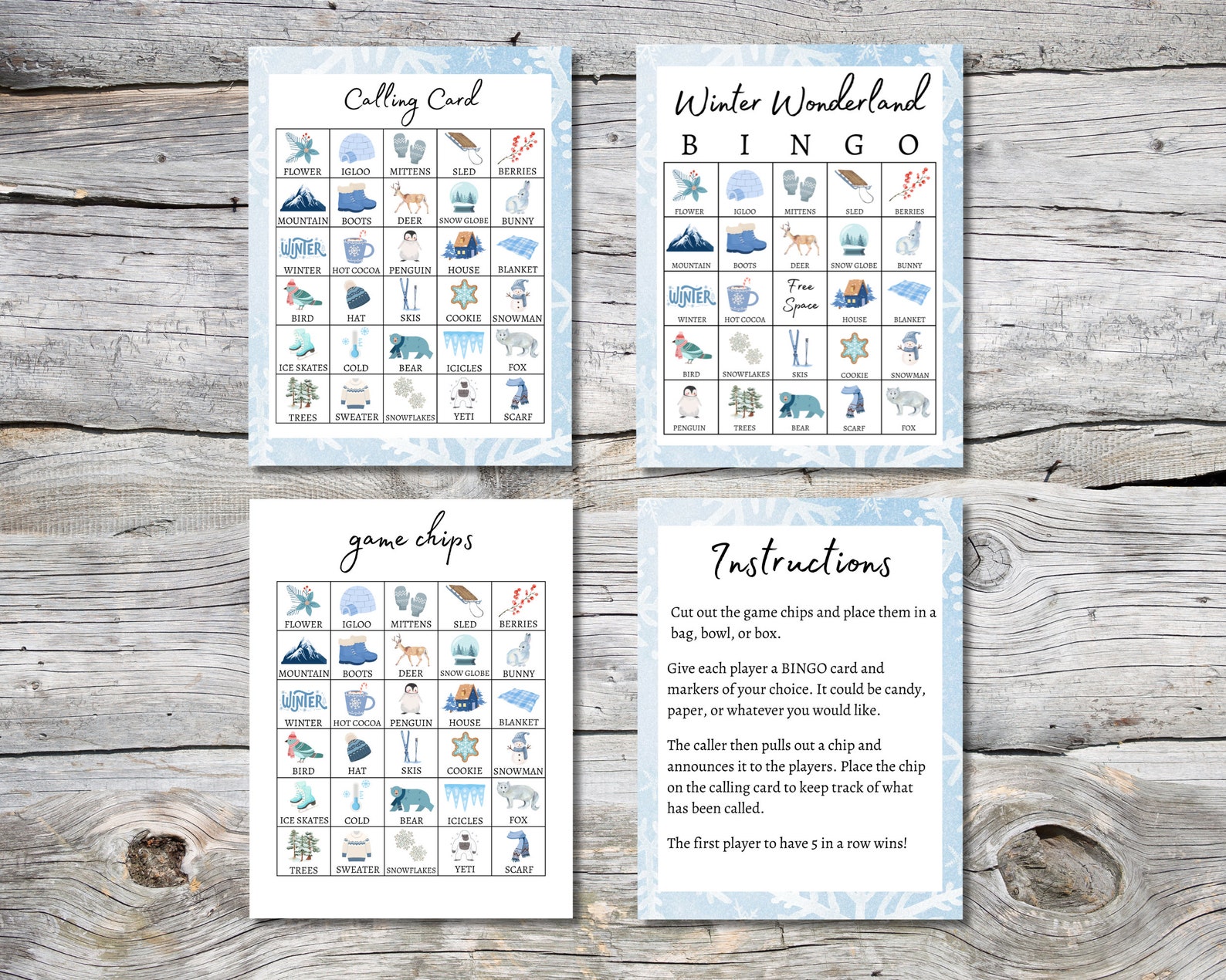 Winter Wonderland Bingo Cards, Printable Holiday Party Game for Kids ...