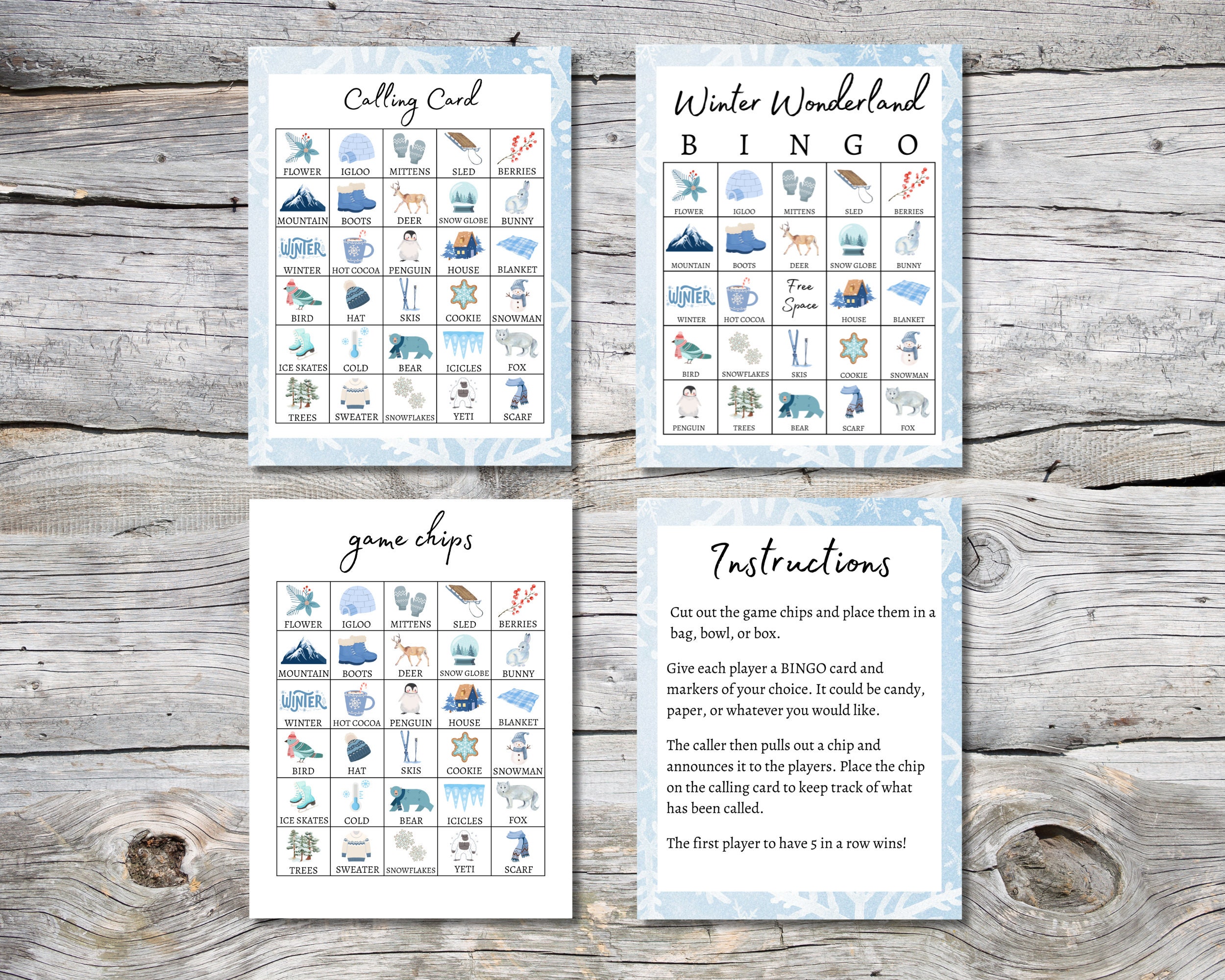 Winter Wonderland Bingo Cards, Printable Holiday Party Game for Kids ...
