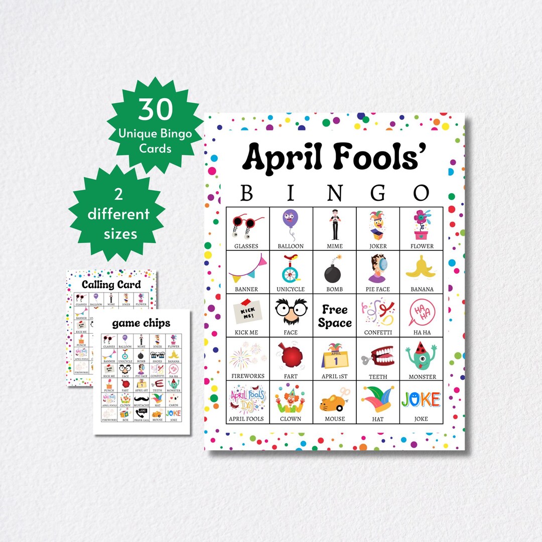 April Fools Day Bingo, Printable April 1st Party Game for Kids, Teens ...