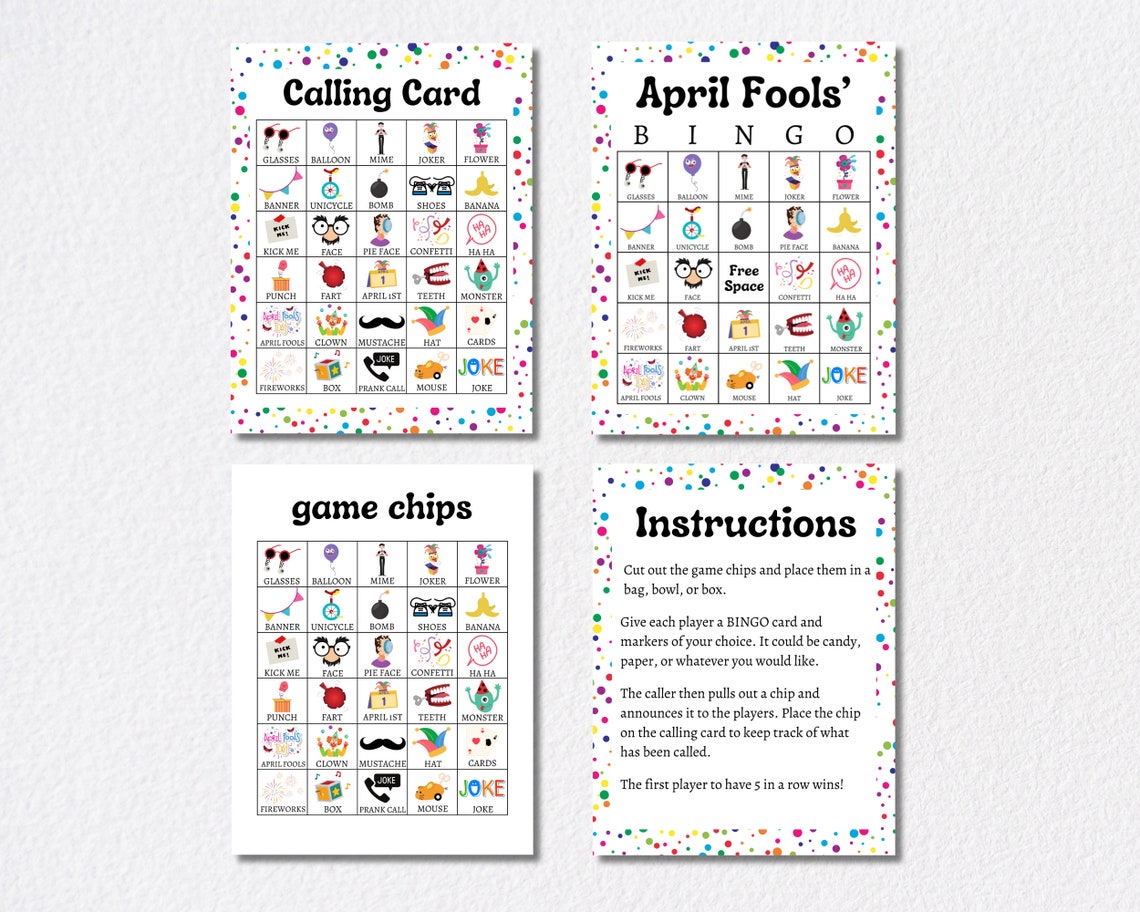 April Fools Day Bingo, Printable April 1st Party Game for Kids, Teens ...