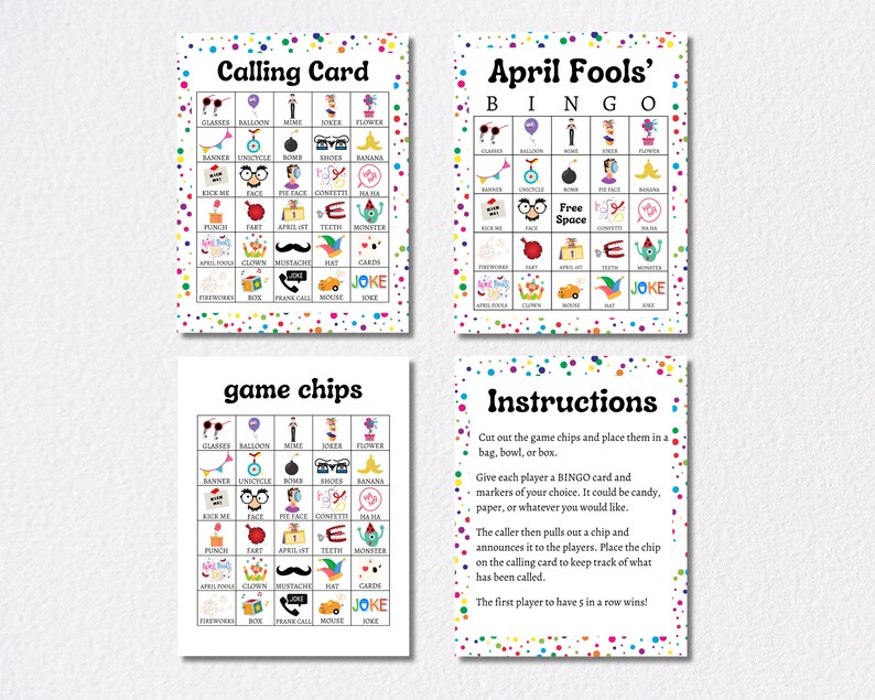 April Fools Day Bingo, Printable April 1st Party Game for Kids, Teens ...