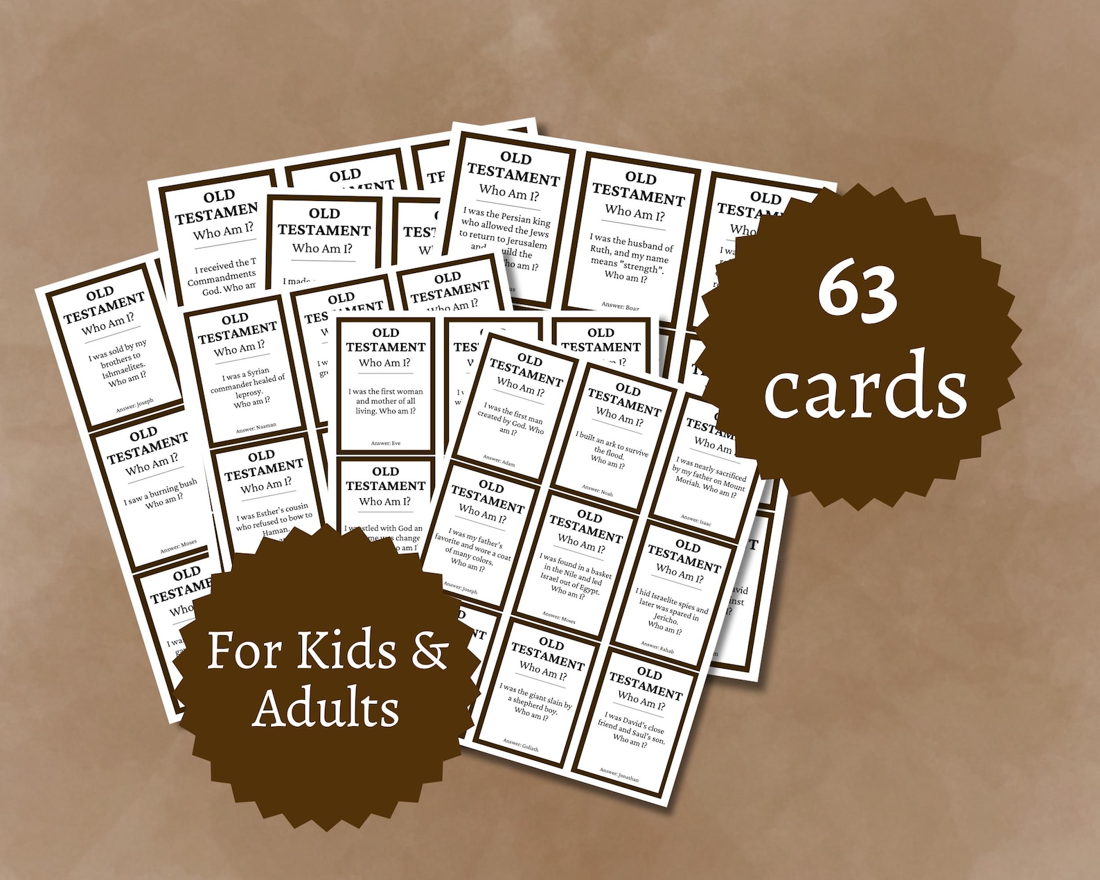 Old Testament Who Am I Trivia Cards, Printable Bible Game for Kids ...