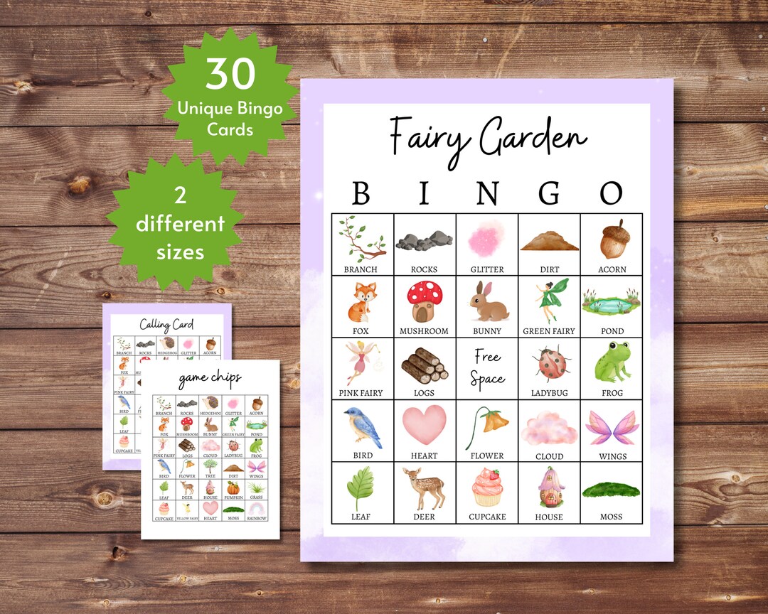 Fairy Garden Bingo Cards, Printable Birthday Party Game for Kids, Cute ...