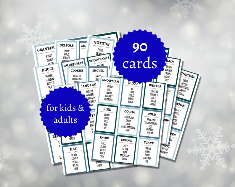 Winter Card Game, Printable Winter Party Game for Kids, Teens, and ...