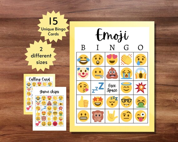 Emoji Bingo Cards Printable, Emoji Bingo Cards, Printable Emoji Bingo ...