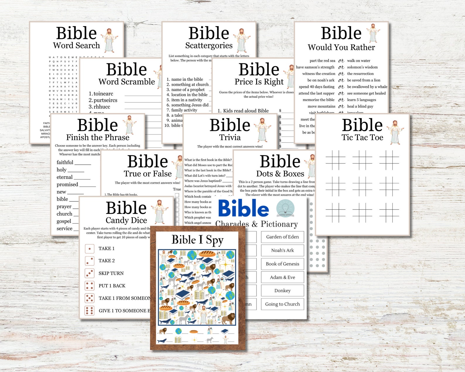 Bible Games Bundle, Printable Bible-themed Activity Party Games for ...