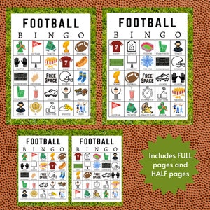 Football Bingo Cards, American Football Party Game for Kids, Teens, and ...