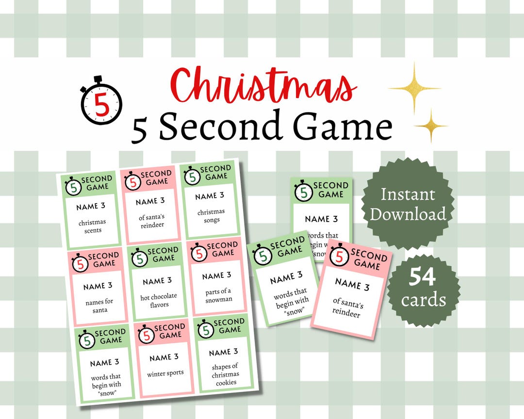 Christmas 5 Second Game, Printable Holiday Party Game for Kids, Teens ...