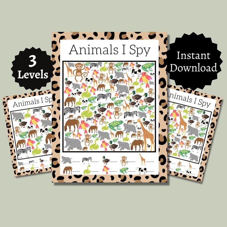 Animals I Spy Game Animal Game for Kids Printable Animals - Etsy