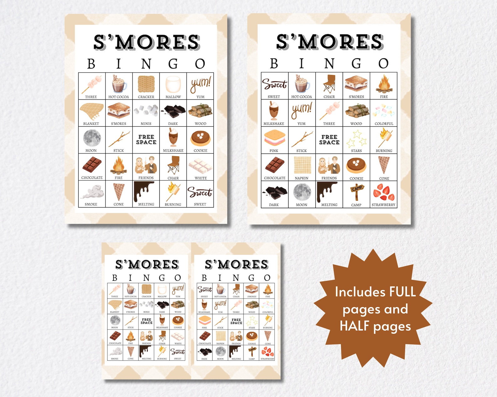 S'mores Bingo Cards, Printable Camping Game for Kids, Teens, and Adults ...