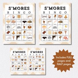 S'mores Bingo Cards, Printable Camping Game for Kids, Teens, and Adults ...