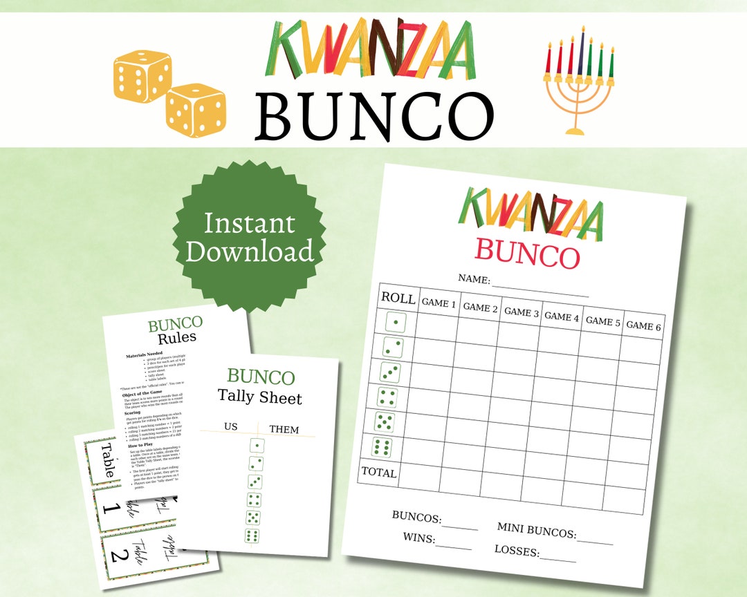 Kwanzaa Bunco Cards Bundle, Printable Kwanzaa Party Game for Groups ...