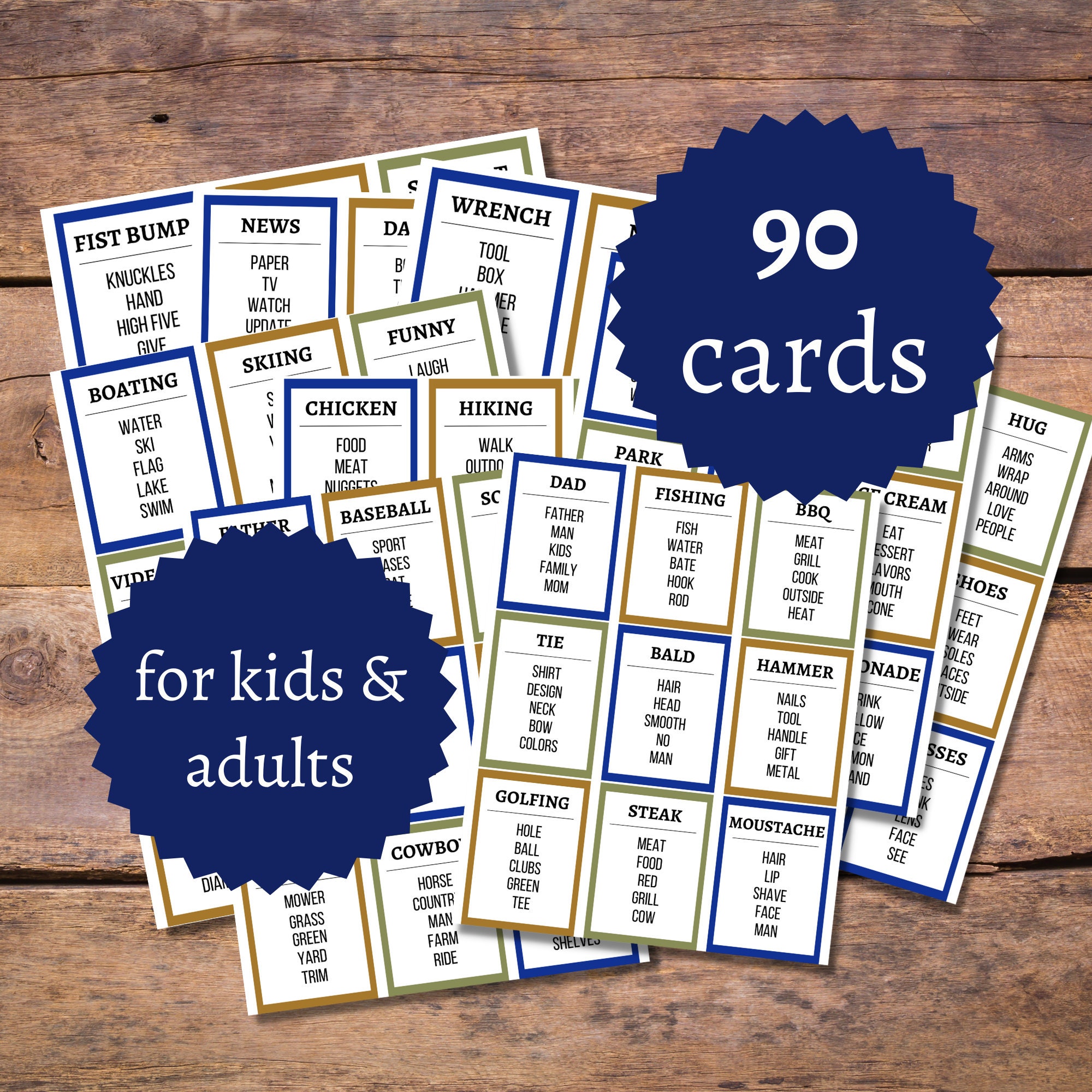 Father's Day Taboo Card Game, Printable Father's Day Party Game for ...