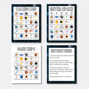 Outer Space Bingo Cards, Solar System Party Game, Printable Planet ...