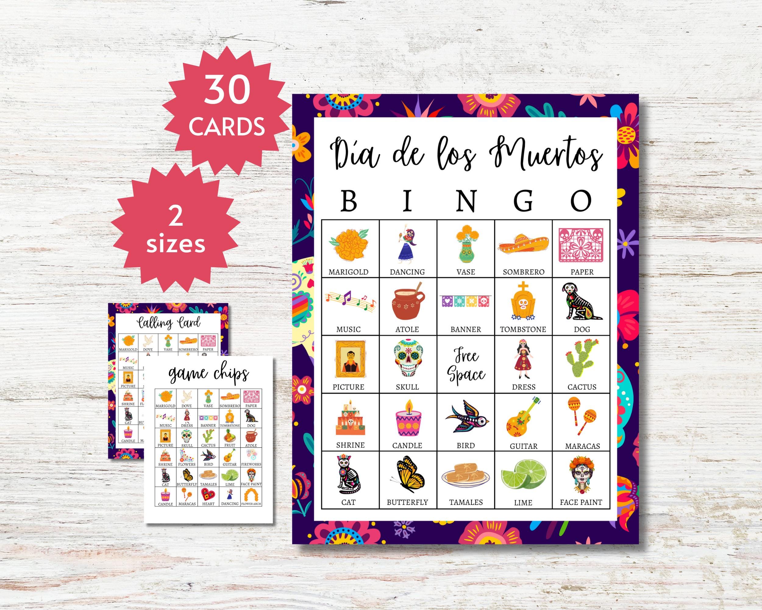 Día De Los Muertos Bingo Cards, Day of the Dead Party Game for Kids ...