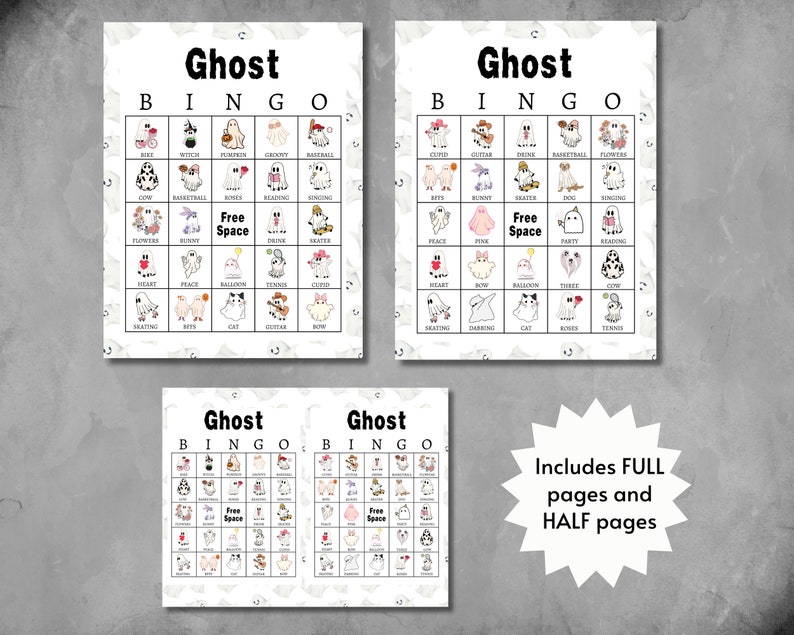 Ghost Bingo Cards, Halloween Party Game for Kids, Teens, and Adults ...