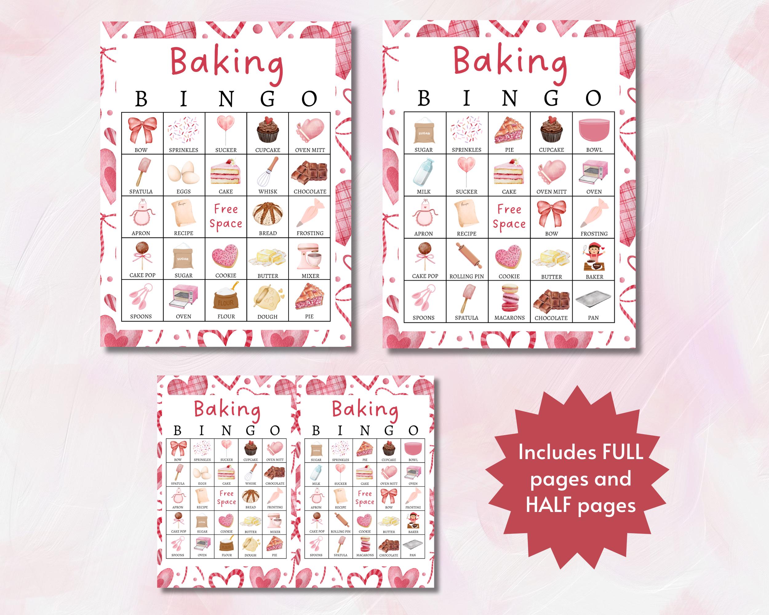 Valentine's Day Baking Bingo Cards, Printable February Party Game for ...