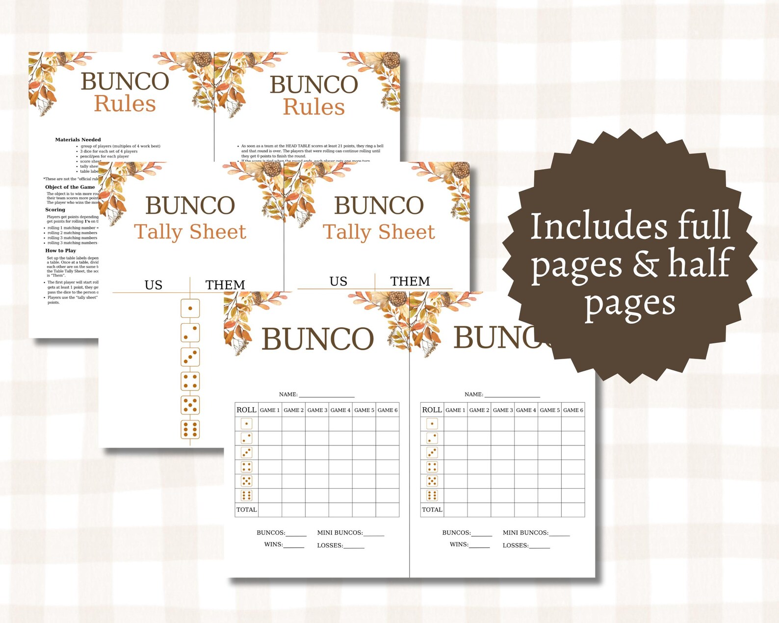 Fall Bunco Cards Bundle, Printable Autumn Party Game for Groups ...