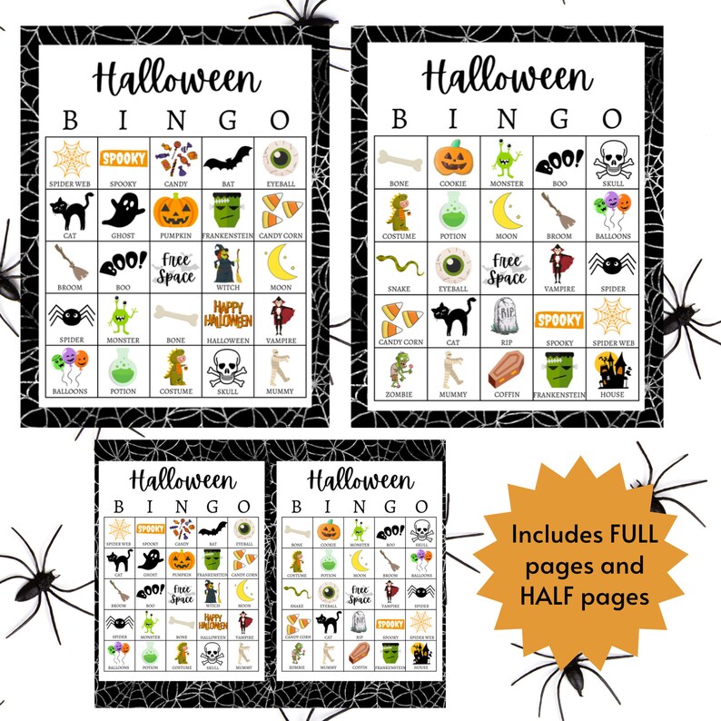 Halloween Bingo Cards, Printable Halloween Party Game for Kids, Teens ...