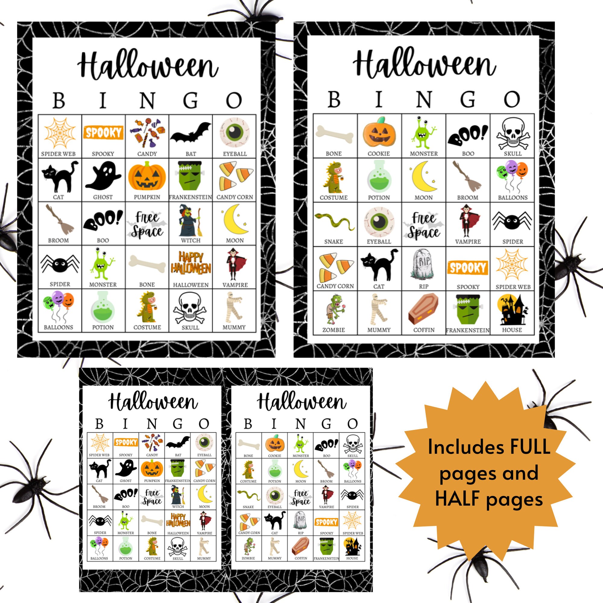 Halloween Bingo Cards, Printable Halloween Party Game for Kids, Teens ...
