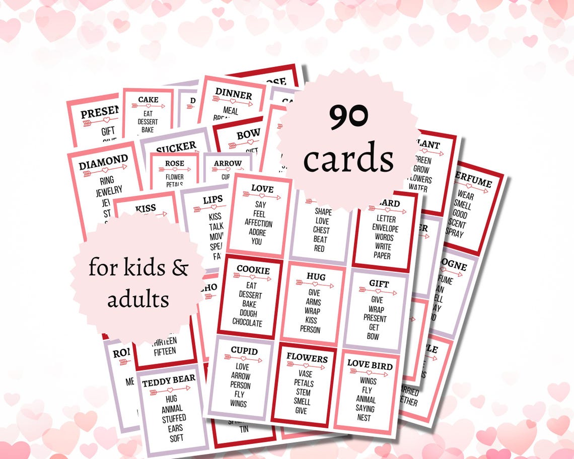 Valentine's Day Taboo Game, Printable Valentine's Party Game for Kids ...