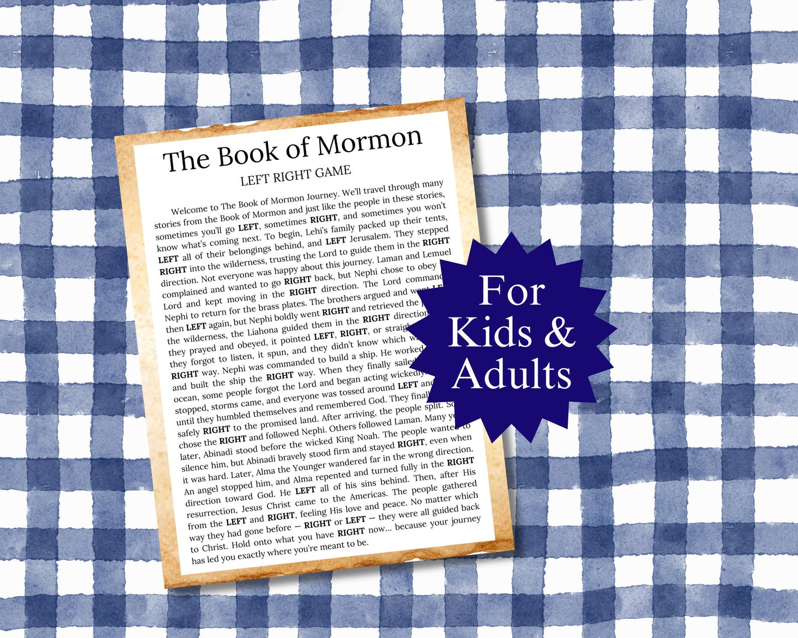 Book of Mormon Pass Left or Right Game, Printable LDS Party Game for ...