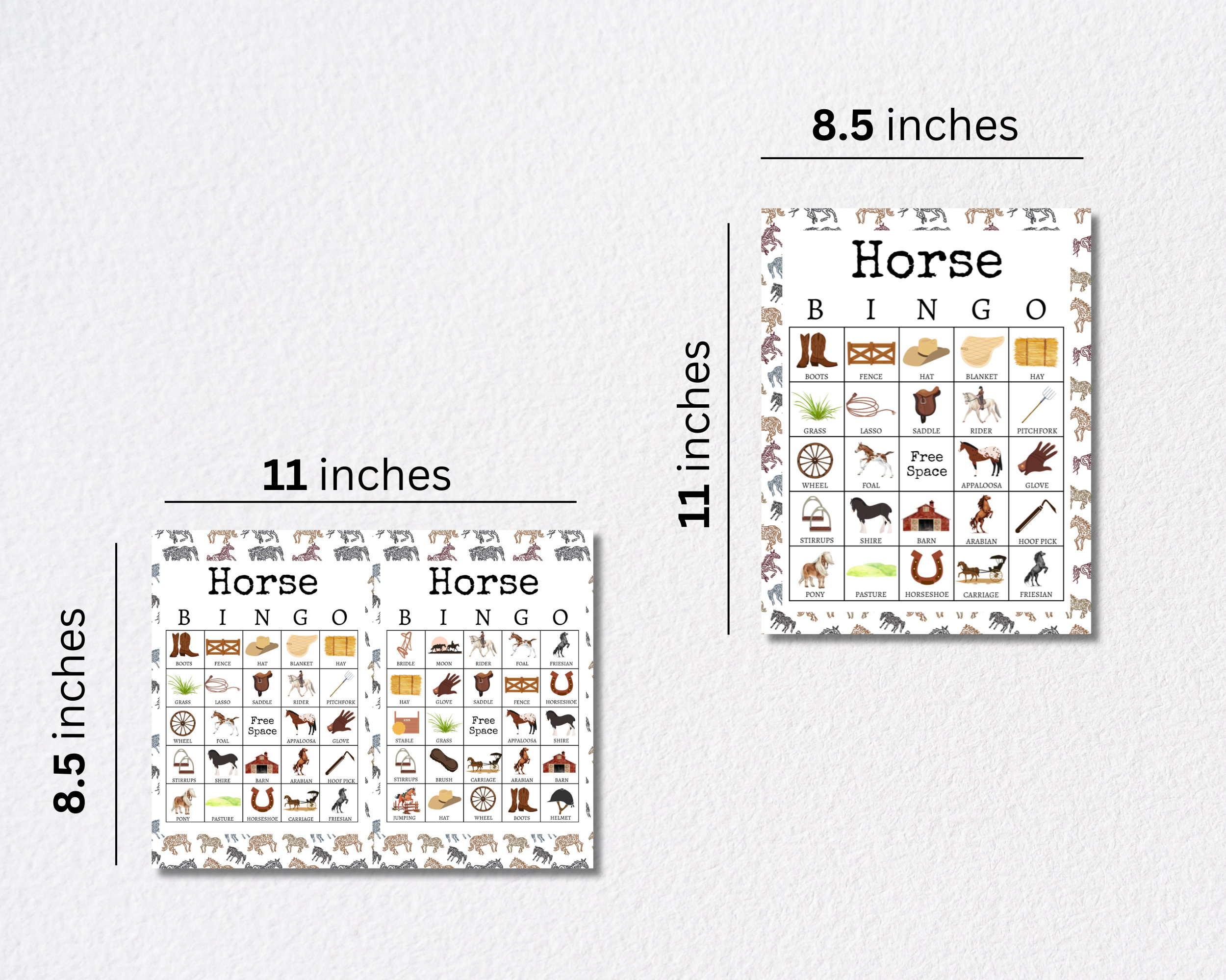 Horse Bingo Cards, Printable Wild West Party Game, Includes Full and ...