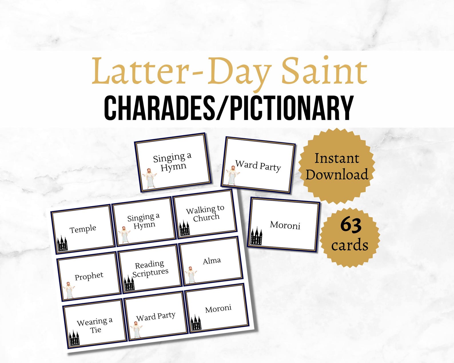LDS Charades Game, Printable Latter-day Saint Party Activity for Kids ...