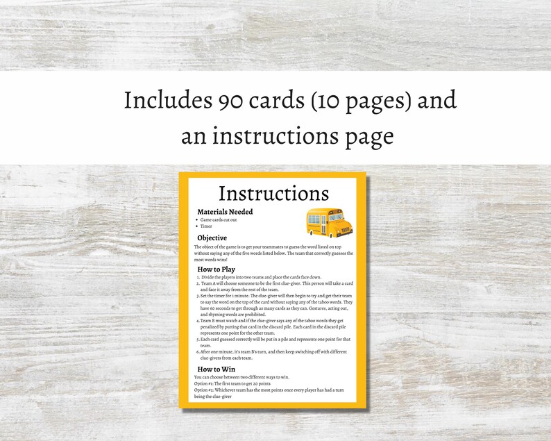 School Taboo Game, Classroom Party Game for Kids, Teens, and Adults ...