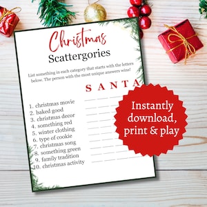 Christmas Scattergories, Christmas Game Printable, Christmas Party Game ...
