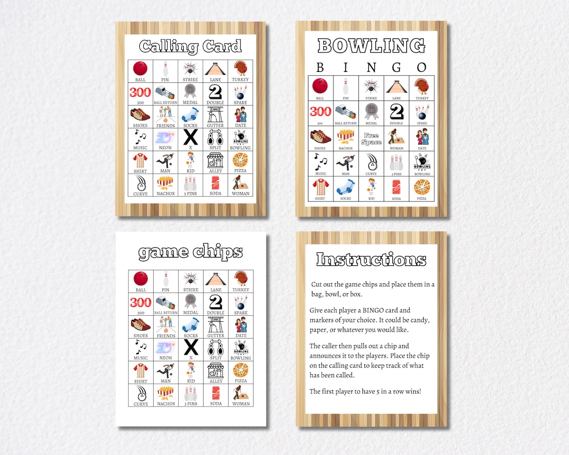 Bowling Bingo Cards, Printable Bowling Party Game for Kids, Teens, and ...