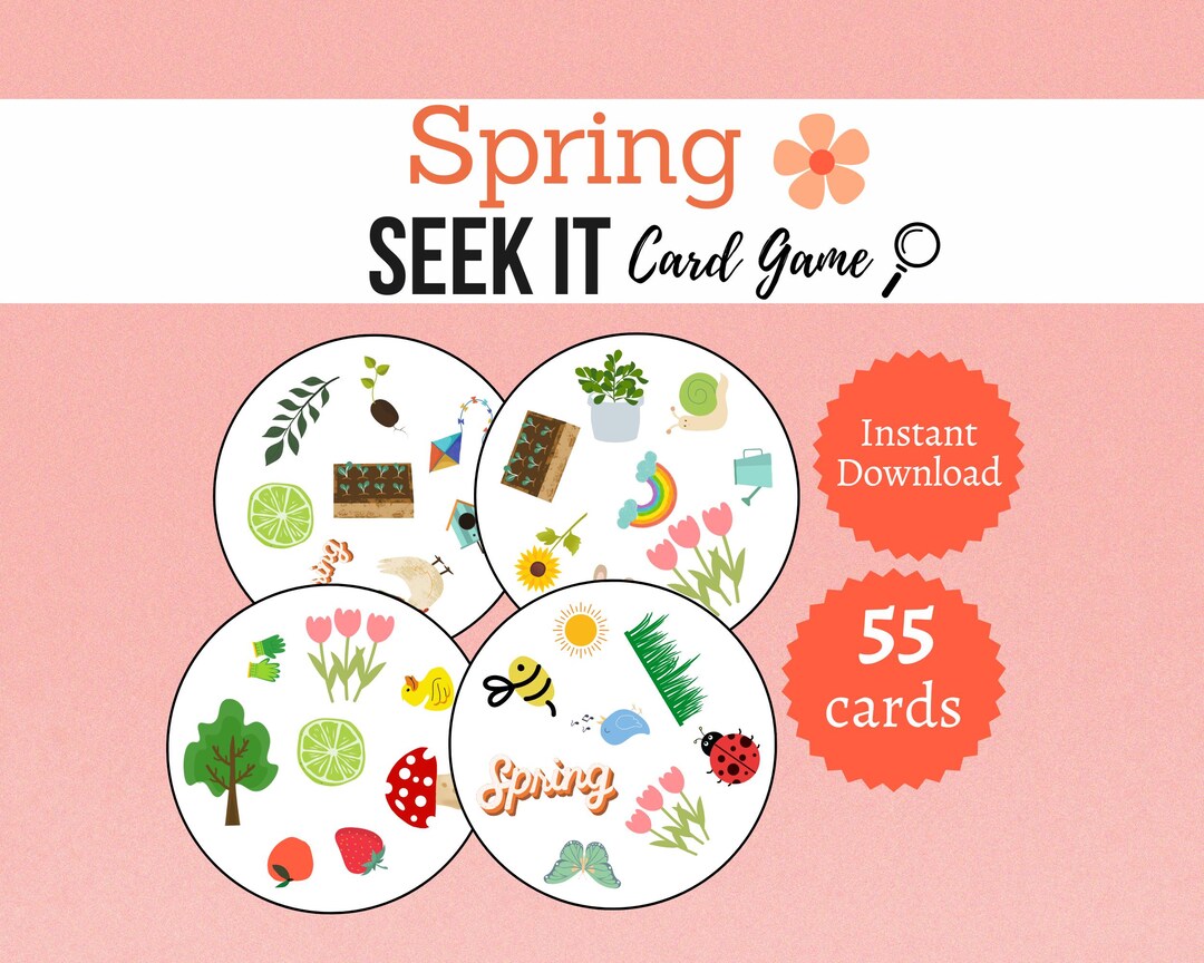 Spring Seek It Card Game, Printable Springtime Activity for Kids, Teens ...