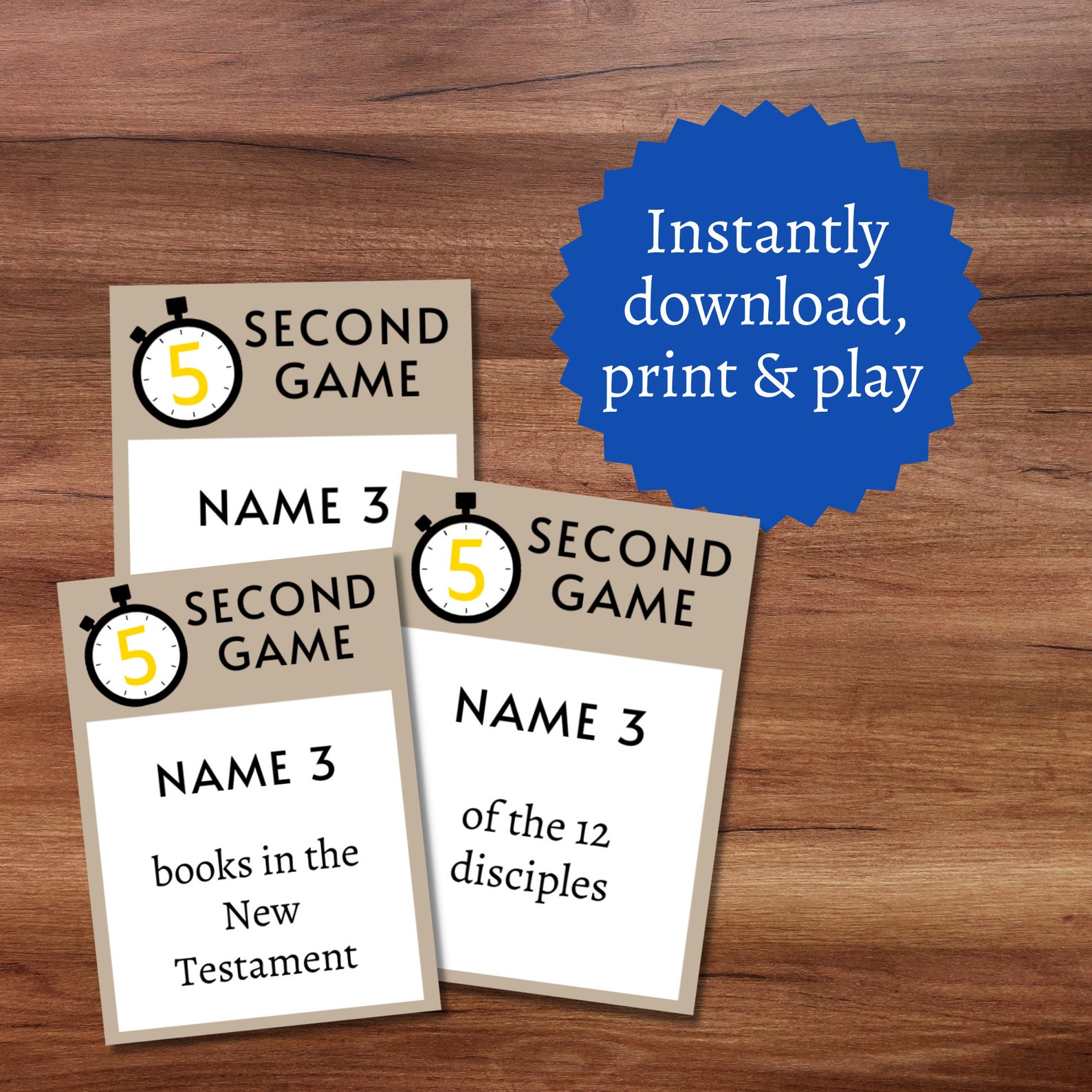Bible 5 Seconds Game Bible Trivia Bible Games Printable - Etsy