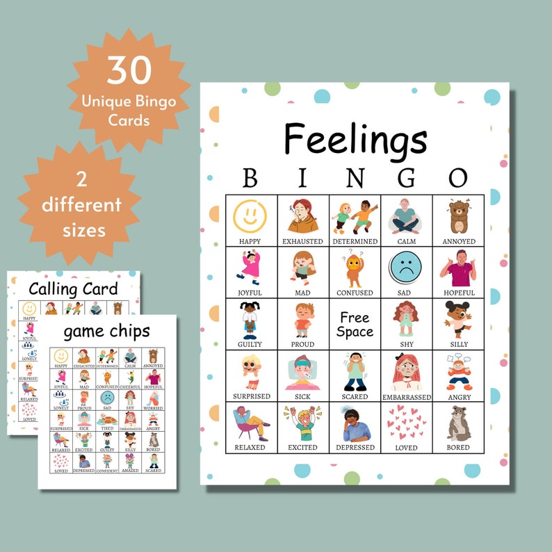 Feelings Bingo Game for Kids Emotions Learning Game - Etsy