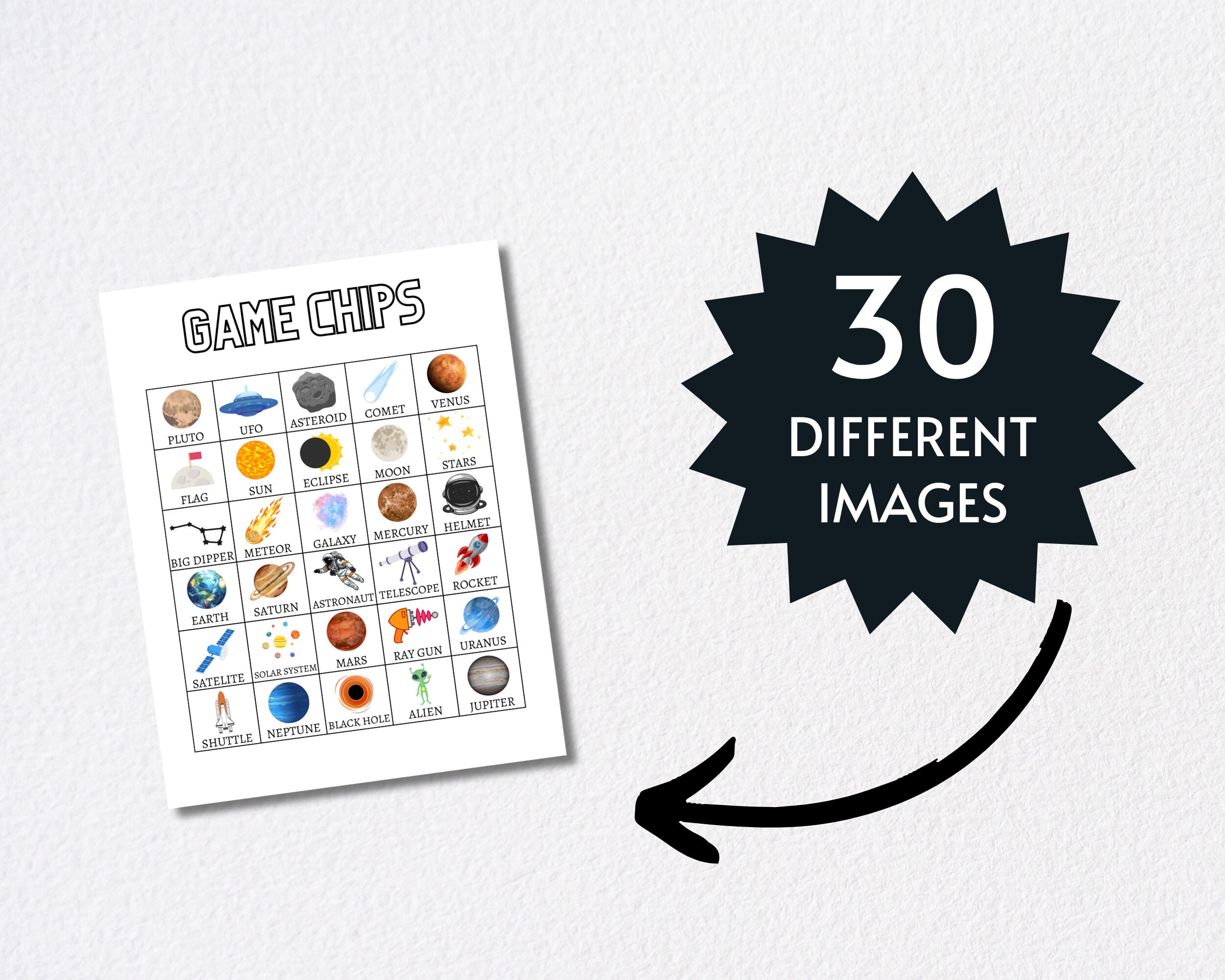 Outer Space Bingo Cards, Solar System Party Game, Printable Planet ...