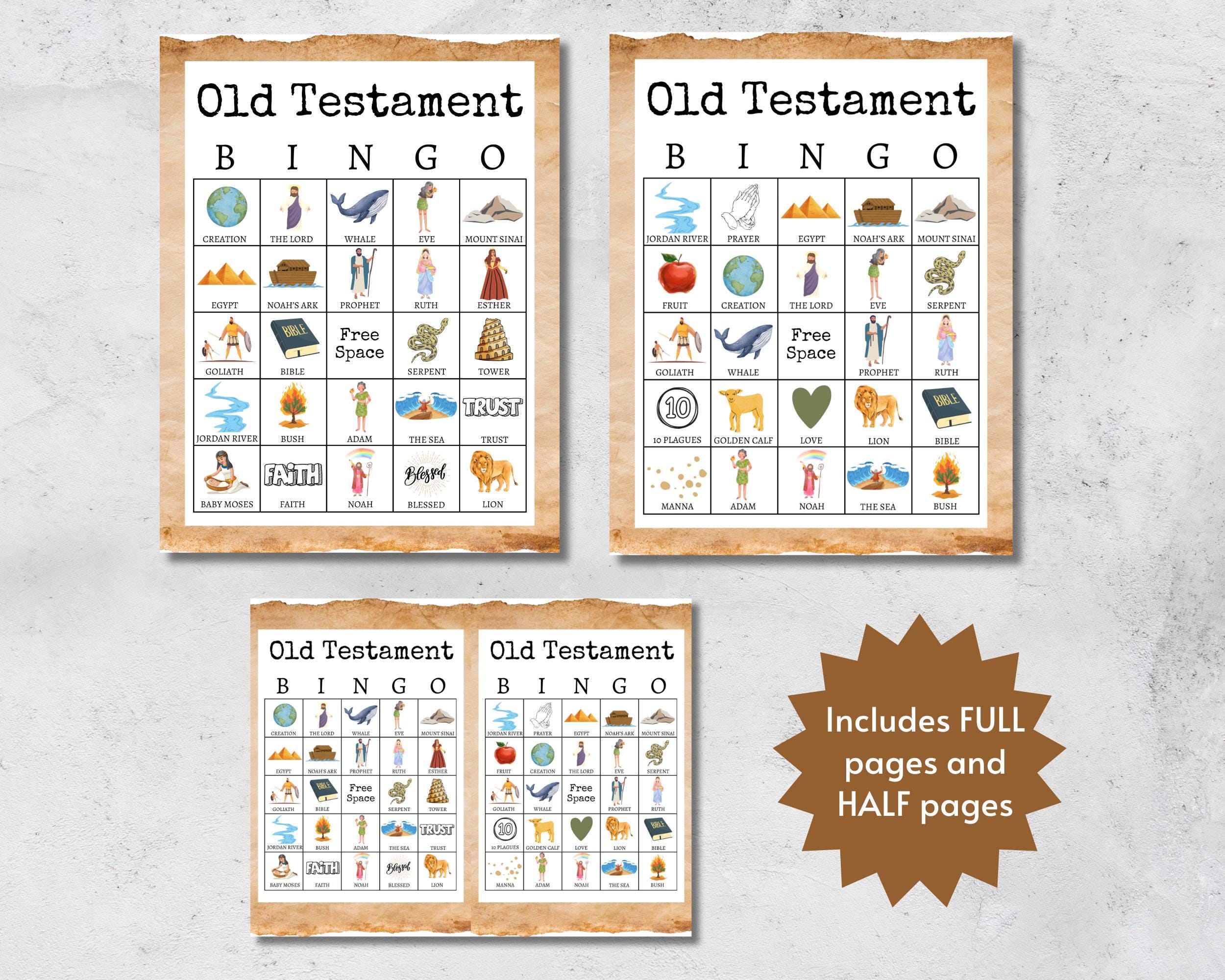 Old Testament Bingo Cards, Printable Bible Party Game for Kids, Teens ...