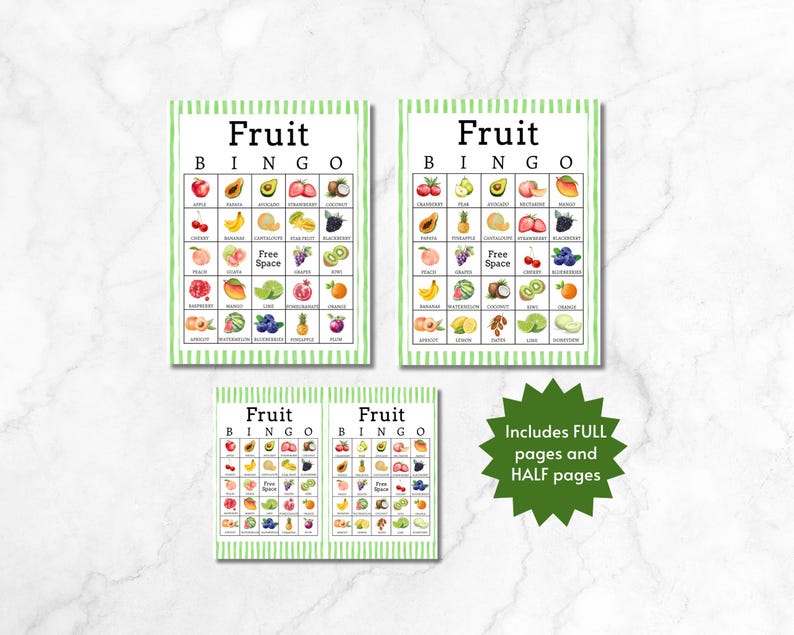 Fruit Bingo Cards, Printable Fruit Learning Activity for Kids, Fruit ...