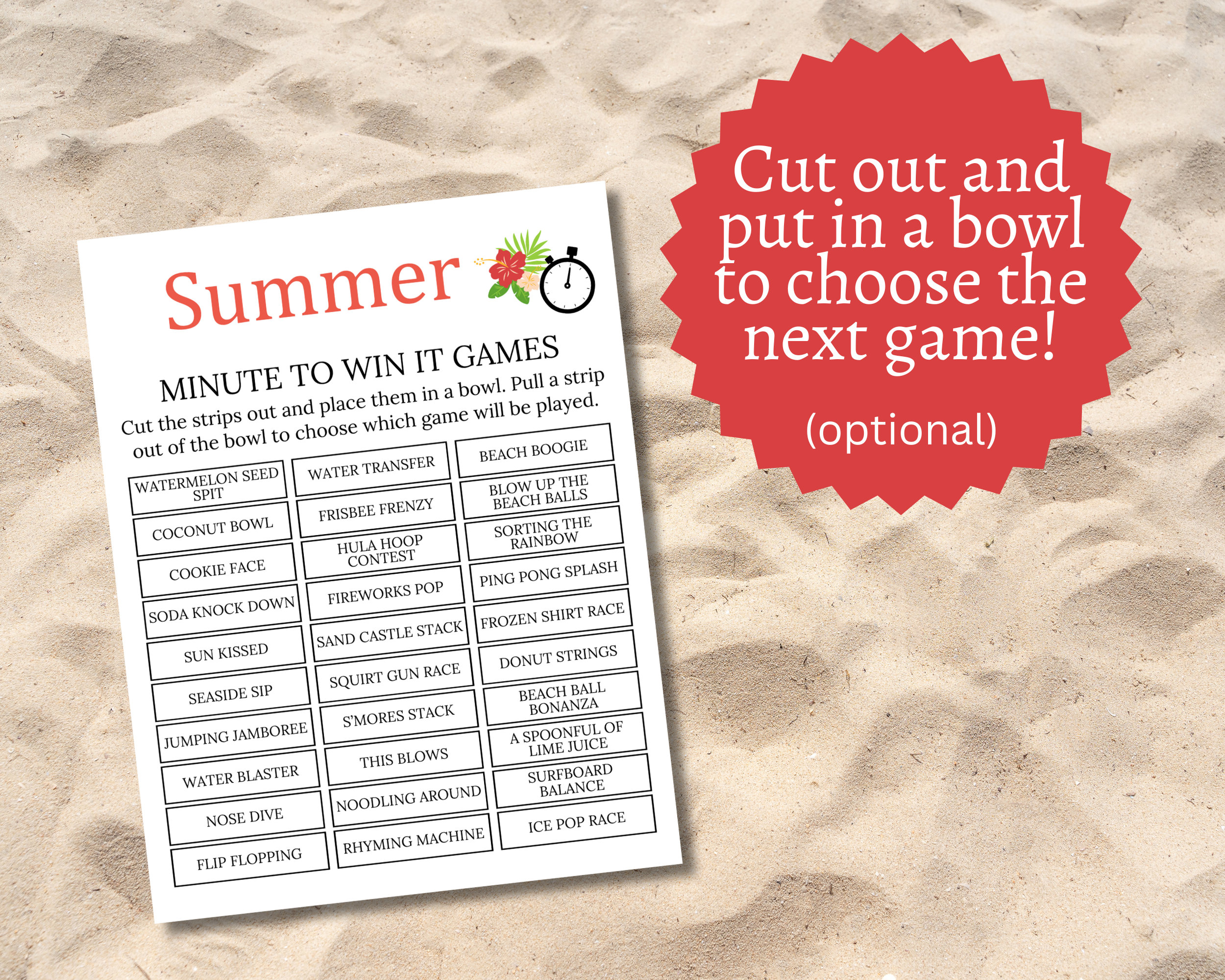 Summer Minute to Win It Games, Printable Luau Party Games for Kids ...