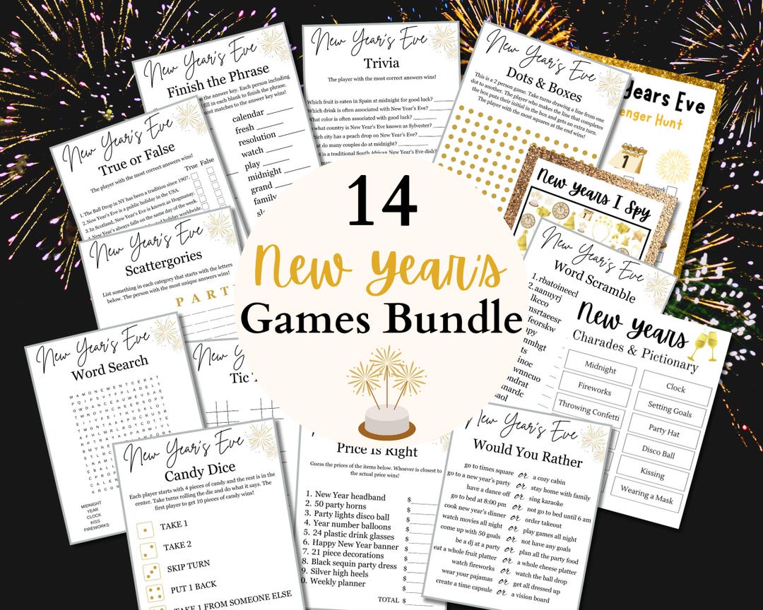 New Year's Eve Games, Printable New Year Party Games Bundle, Holiday ...
