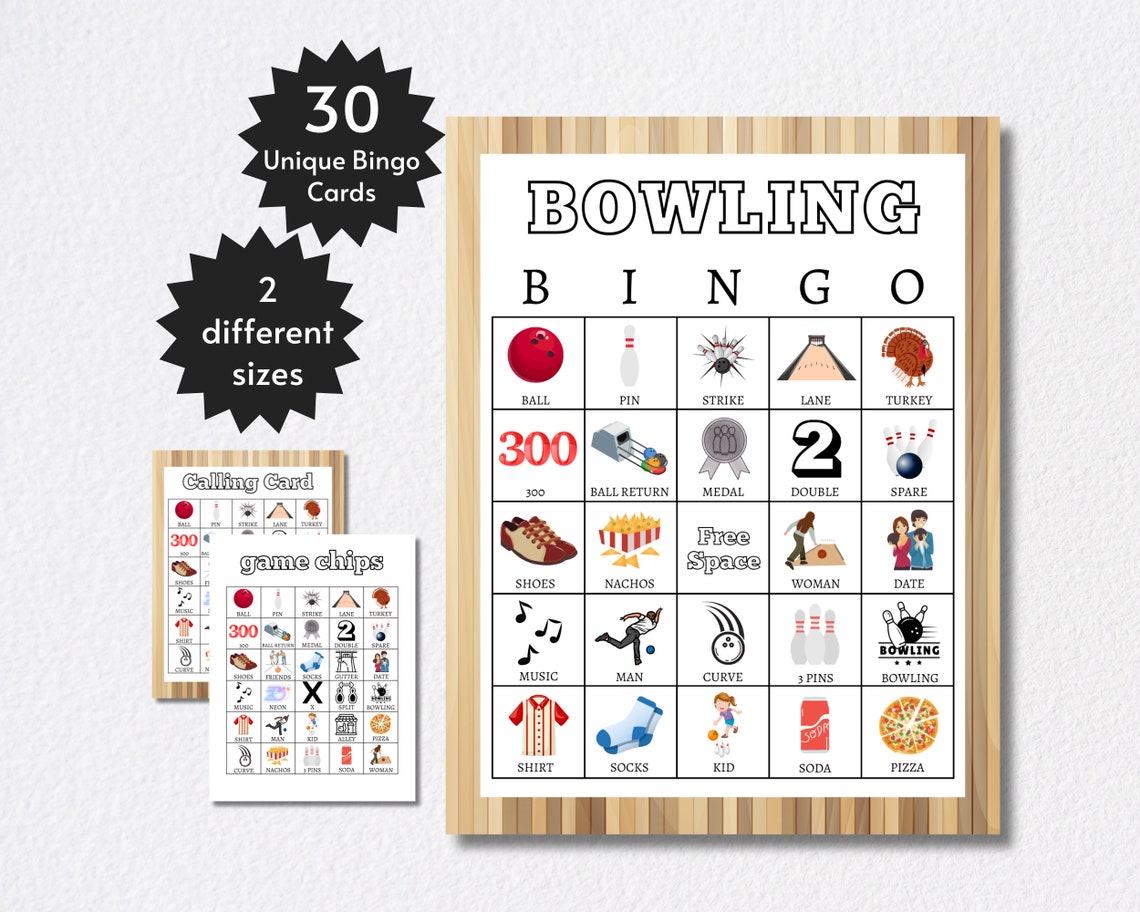 Bowling Bingo Cards, Printable Bowling Party Game for Kids, Teens, and ...