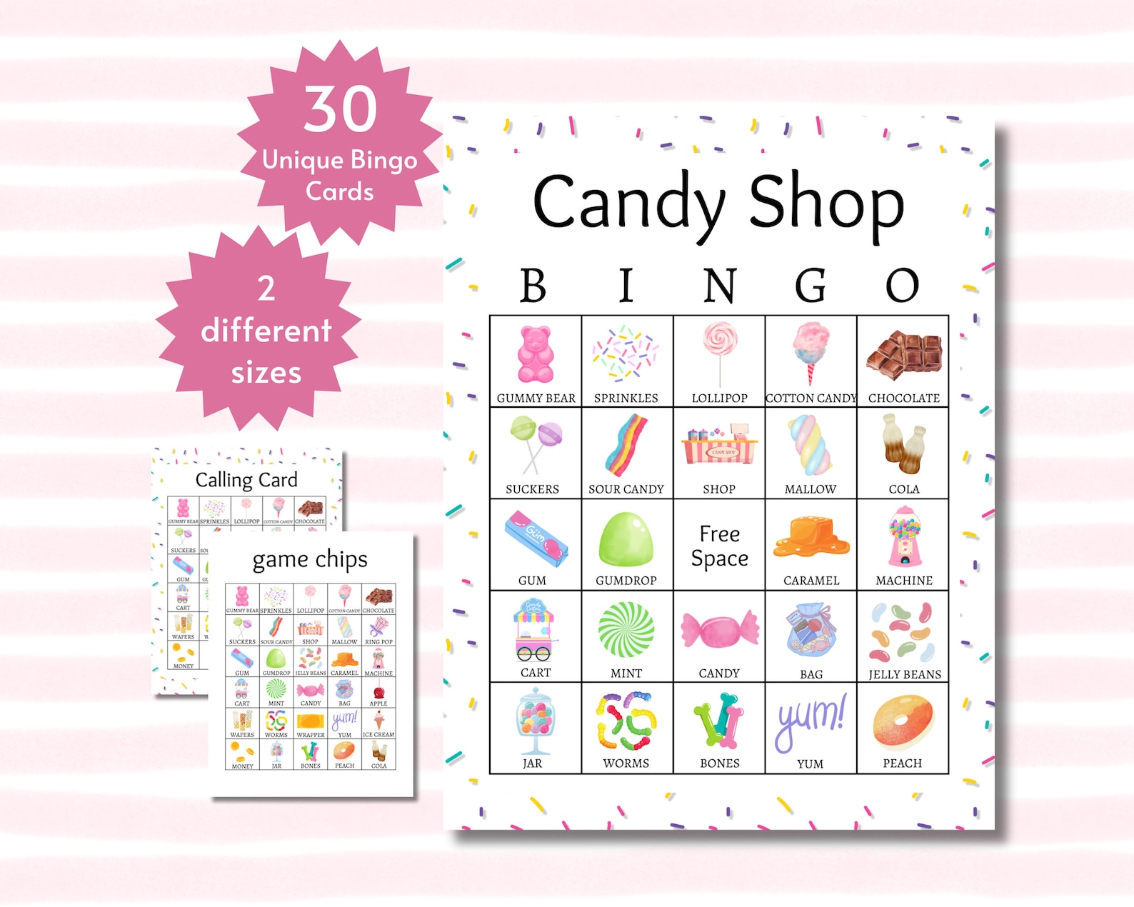 Candy Shop Bingo Cards, Printable Birthday Party Game for Kids ...