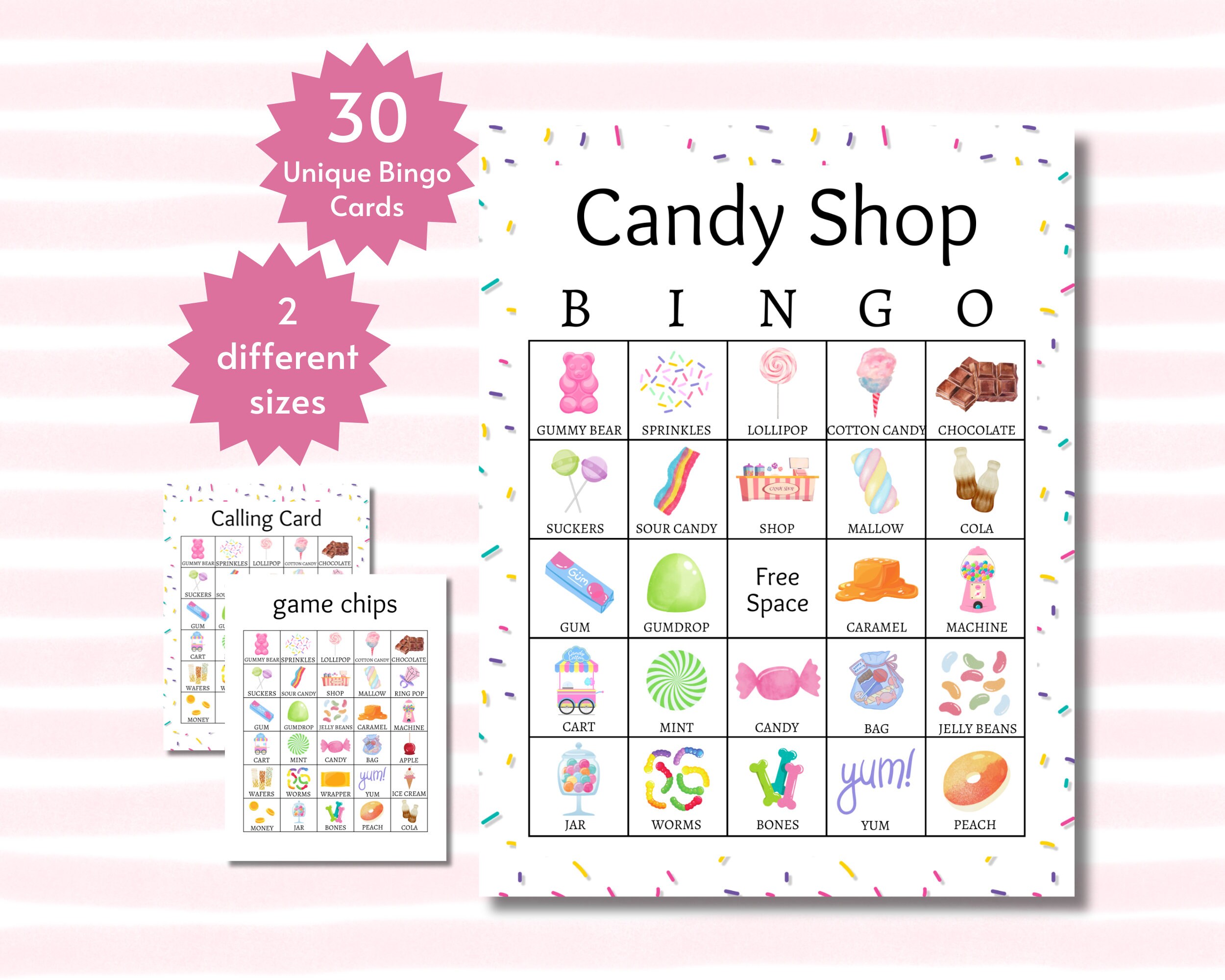 Candy Shop Bingo Cards, Printable Birthday Party Game for Kids ...