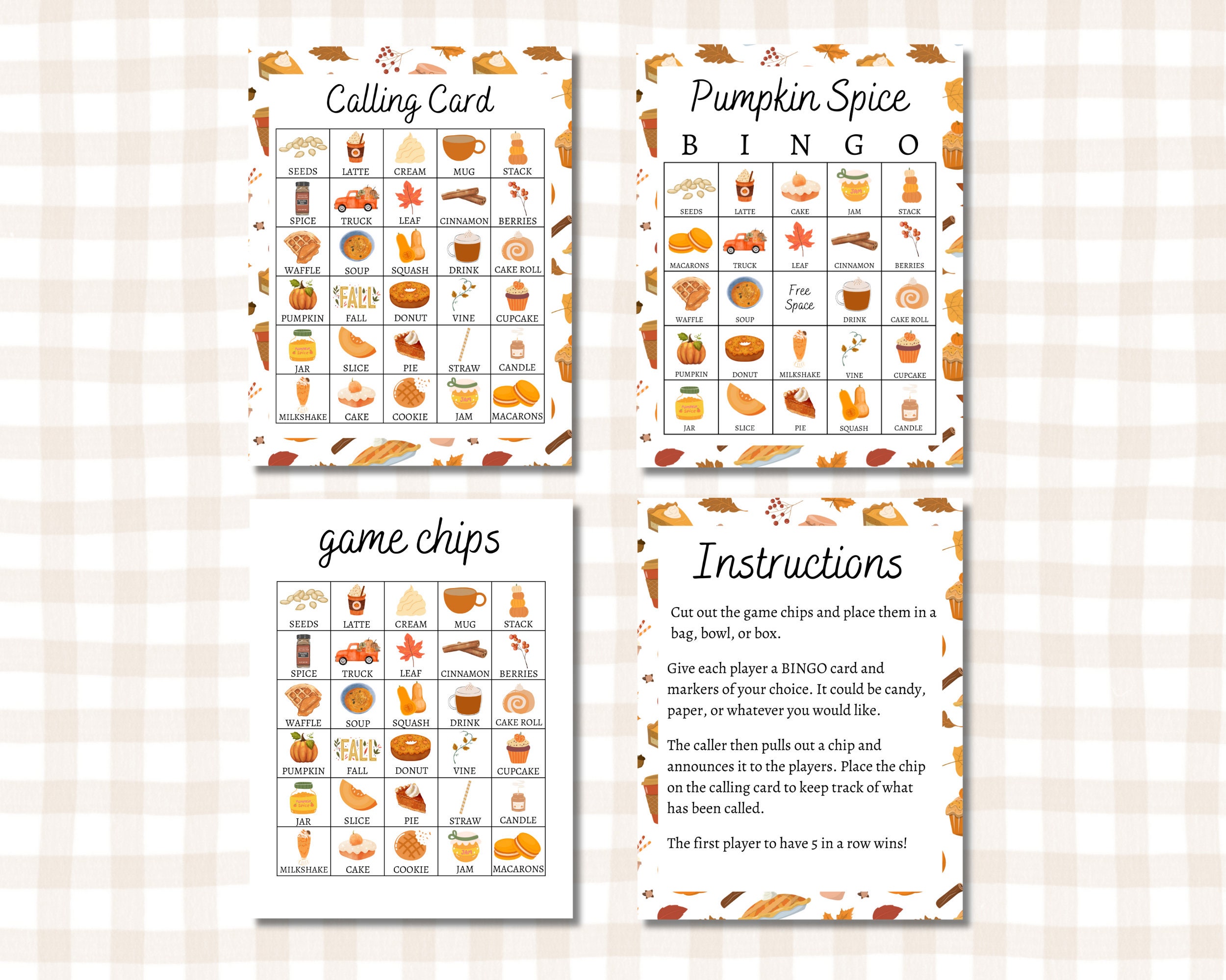 Pumpkin Spice Bingo Cards Bundle, Printable Autumn Party Game, Fall ...