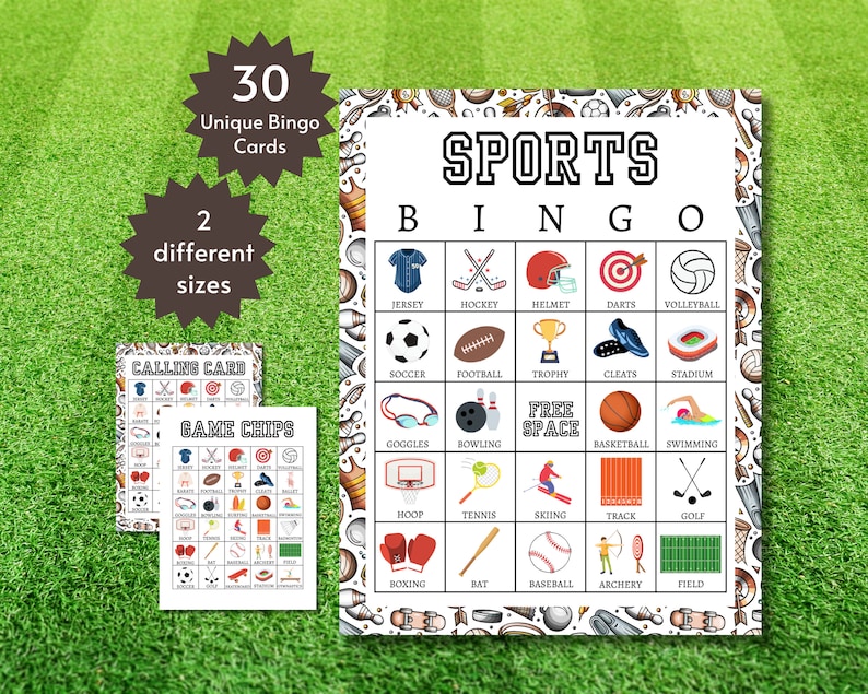 Sports Bingo Cards, Printable Athlete Party Game for Kids, Teens, and ...