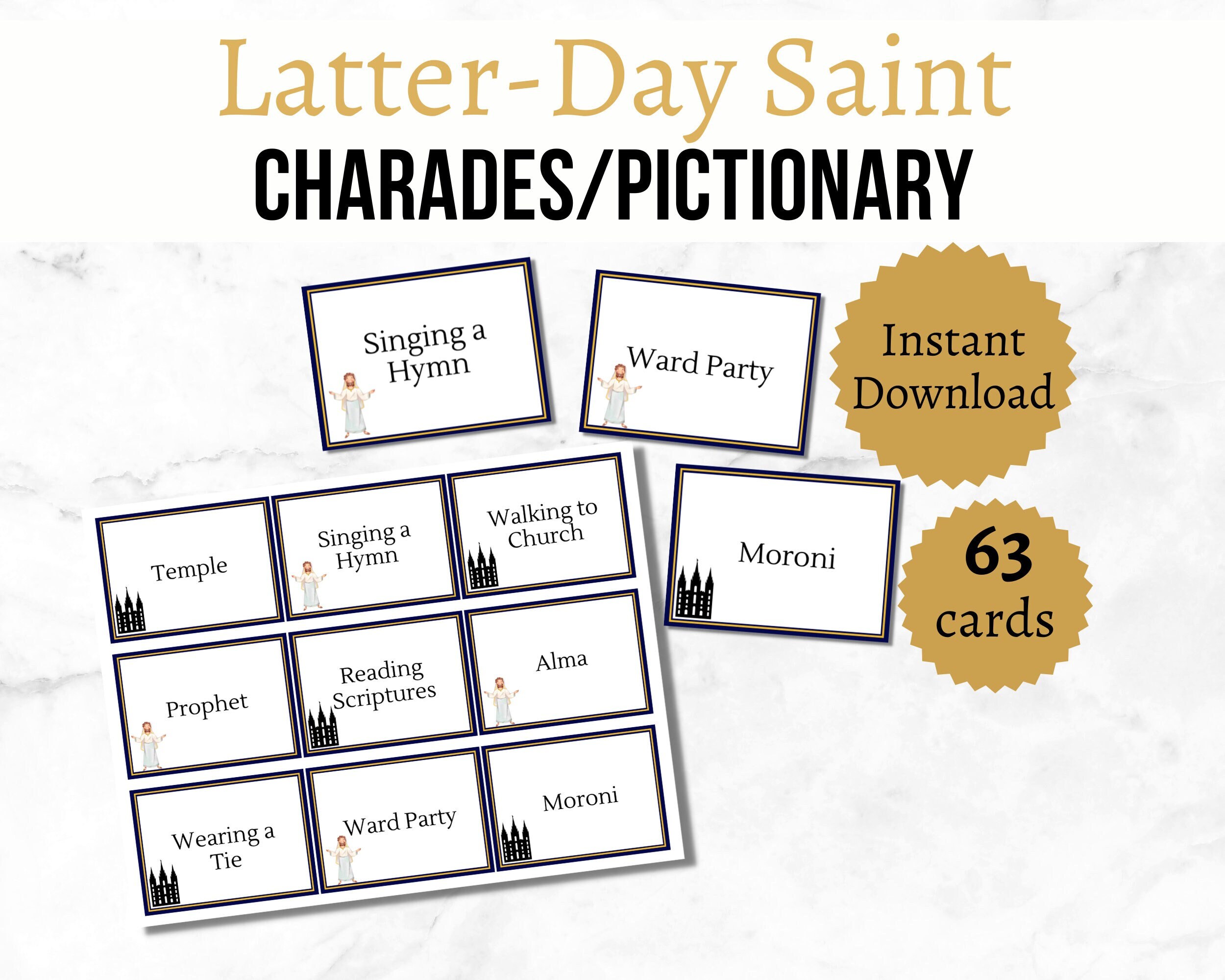 LDS Charades Game, Printable Latter-day Saint Party Activity for Kids ...