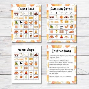 Pumpkin Patch Bingo Cards, Printable Fall Party Game for Kids, Teens ...